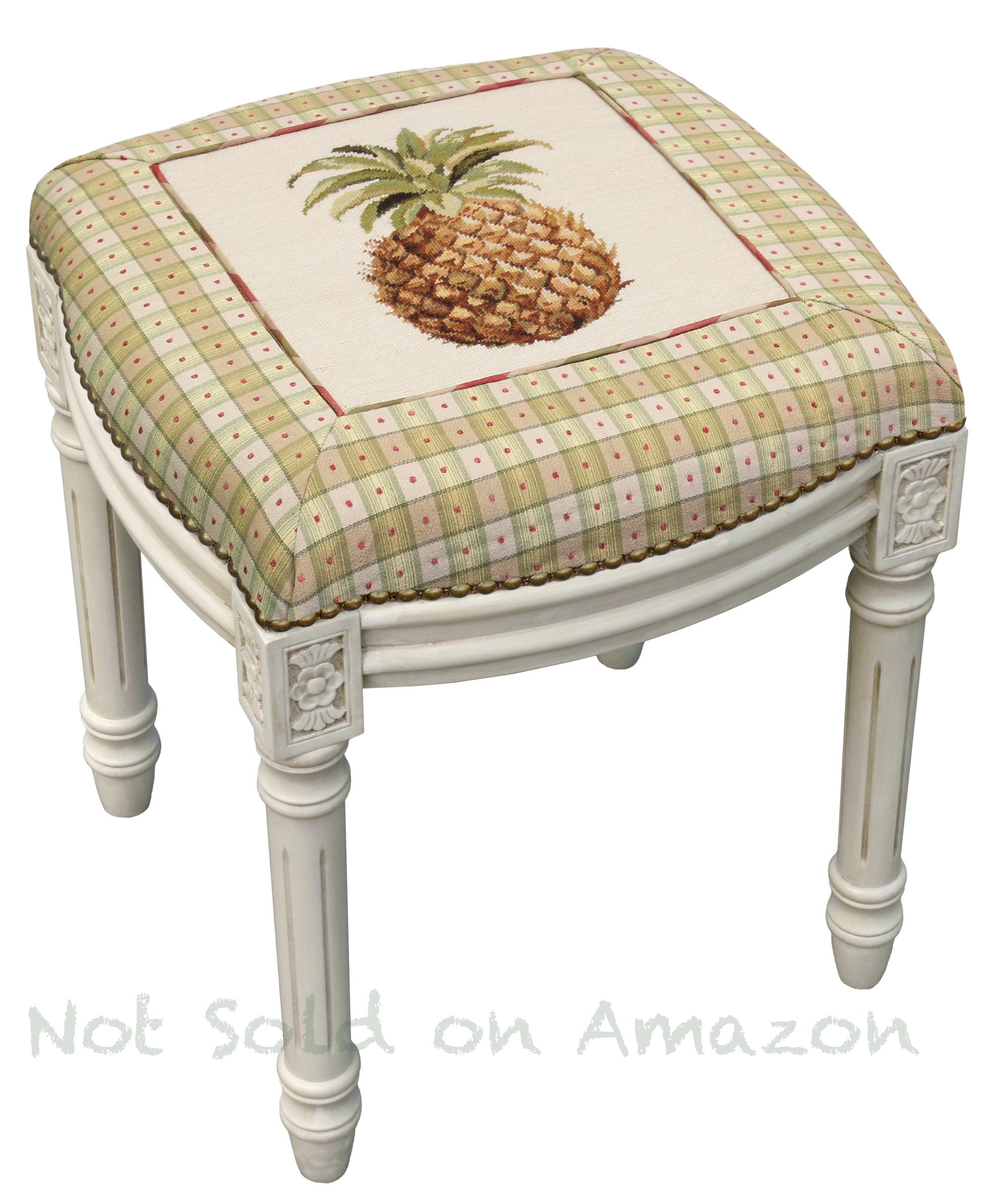 Pineapple Needlepoint Upholstered Vanity Stool - Etsy