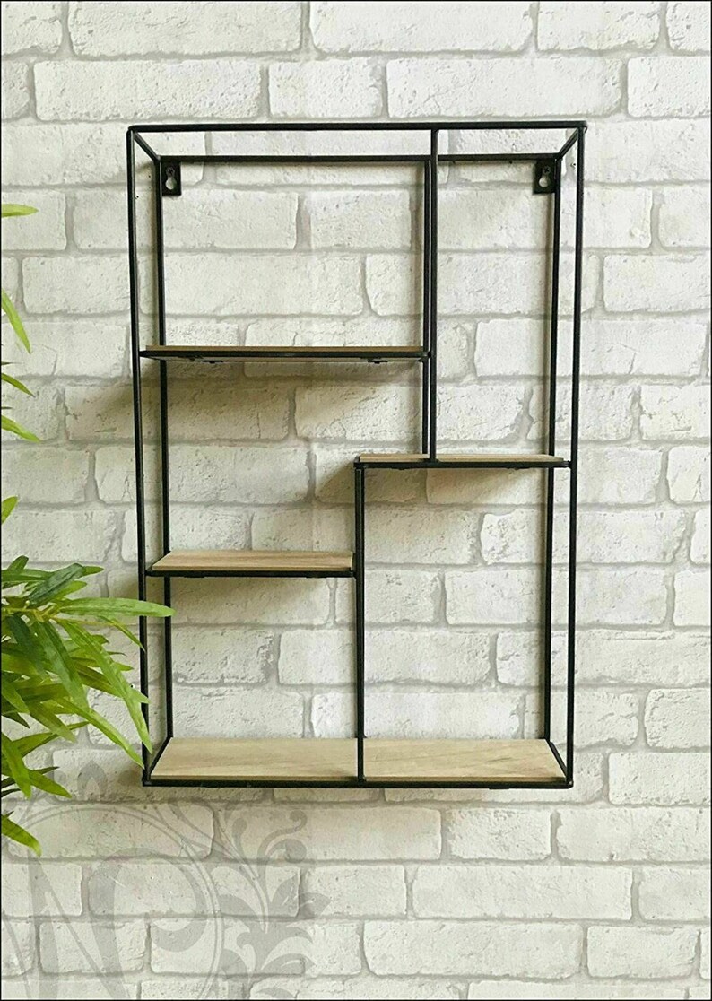 Retro 5 Section Rectangular Wall Unit Metal Wire Floating - Etsy UK