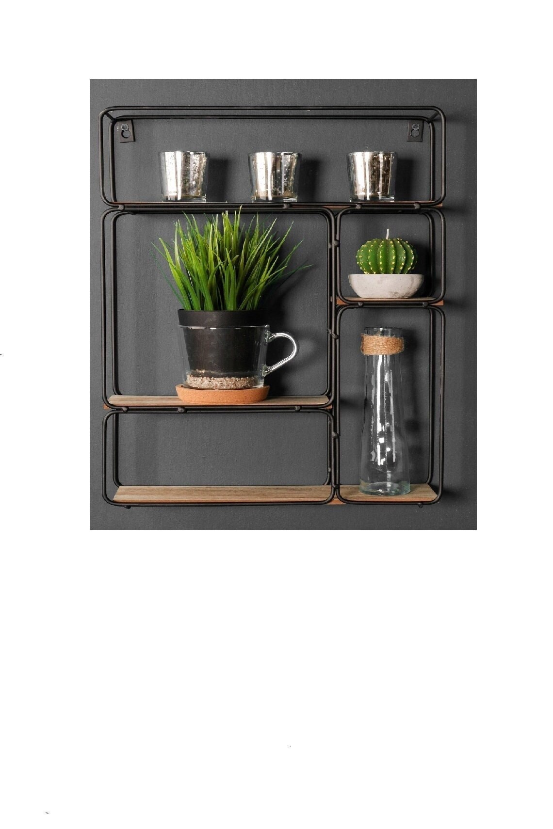 5 Section Retro Industrial Style Wall Shelf Shelving Unit Etsy Uk