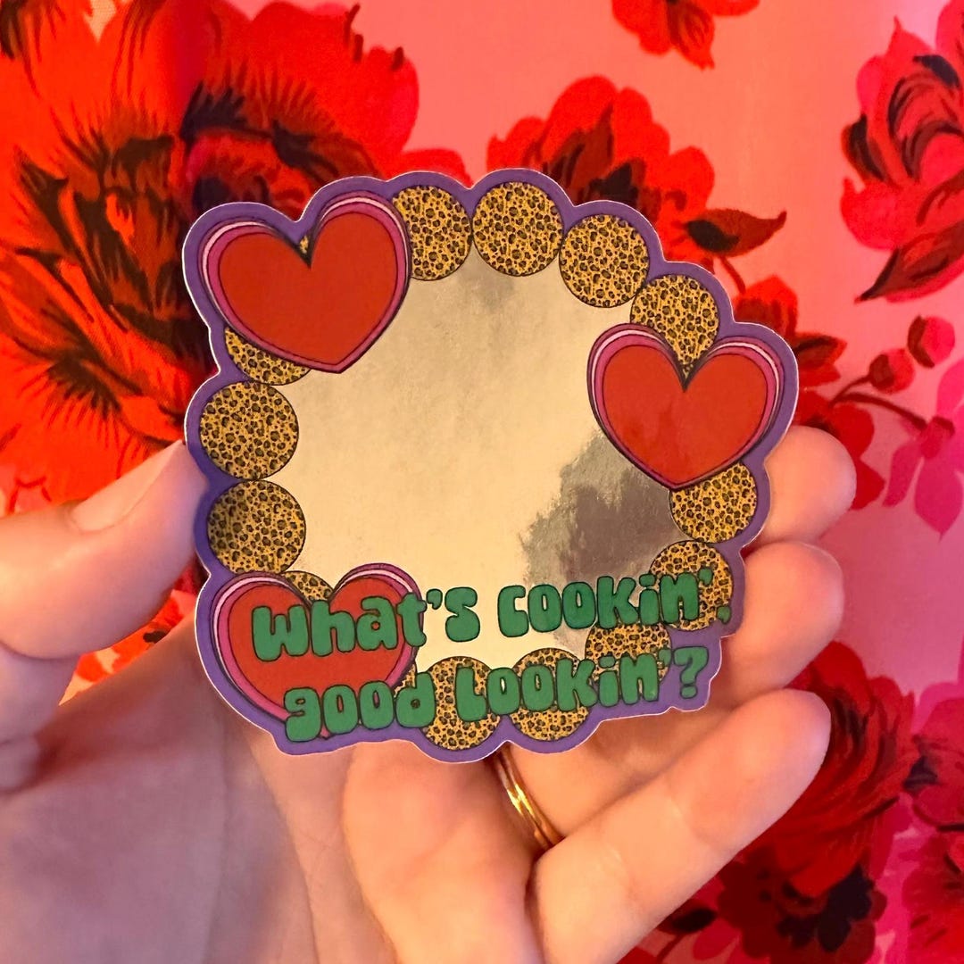What's Cookin' Good Lookin' Mirror Vinyl Sticker - Etsy