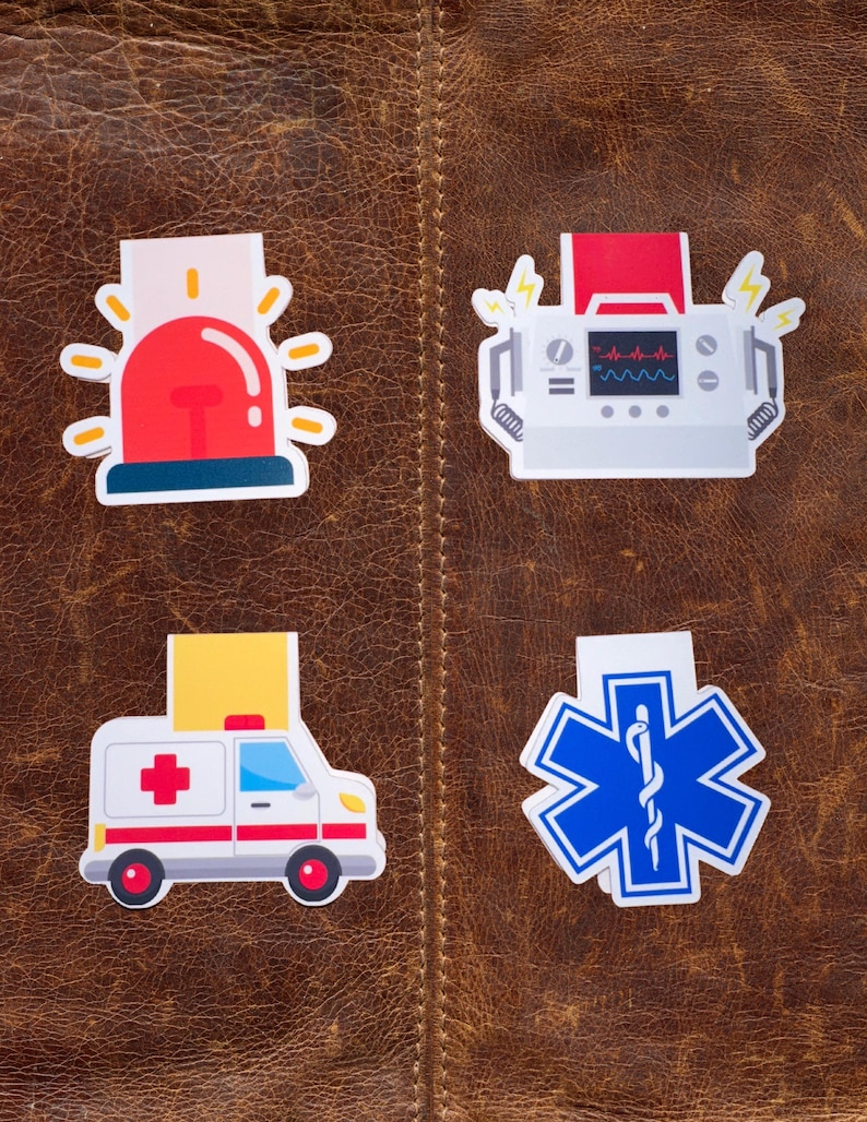 EMS Magnetic Bookmark Set: Ambulance, Siren, Defibrillator, Star of ...