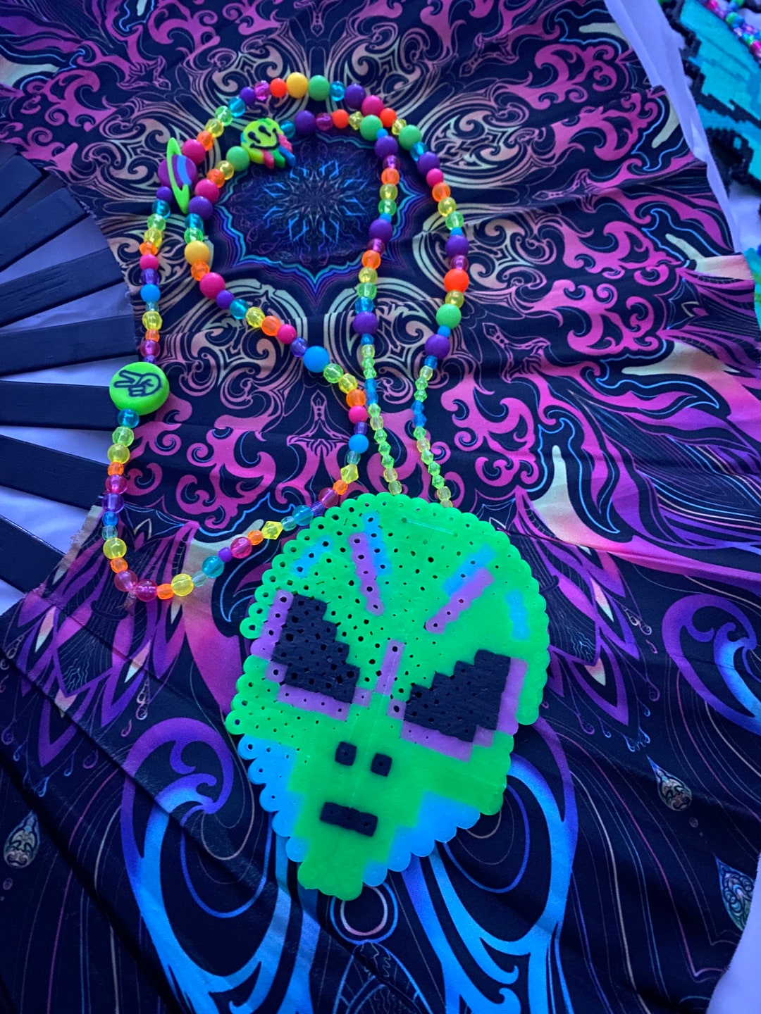 Alien Perler | Rave Perler | Rave Accessories | Alien Perler Necklace ...