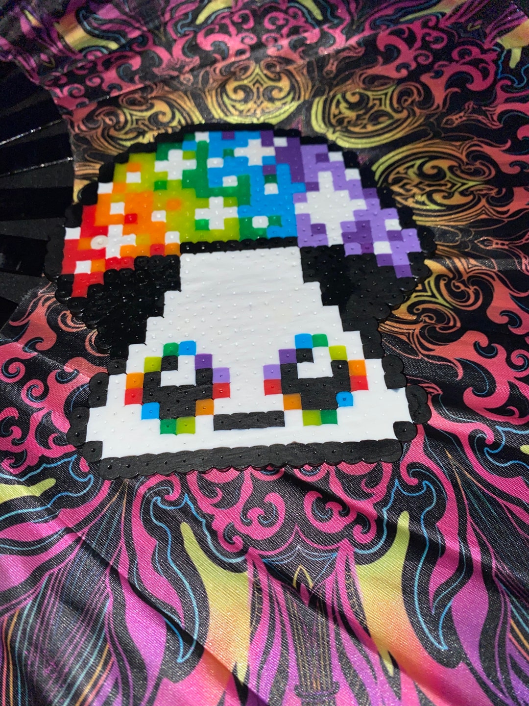 Rainbow Mushroom | Perlers | Trippy Perlers | - Etsy