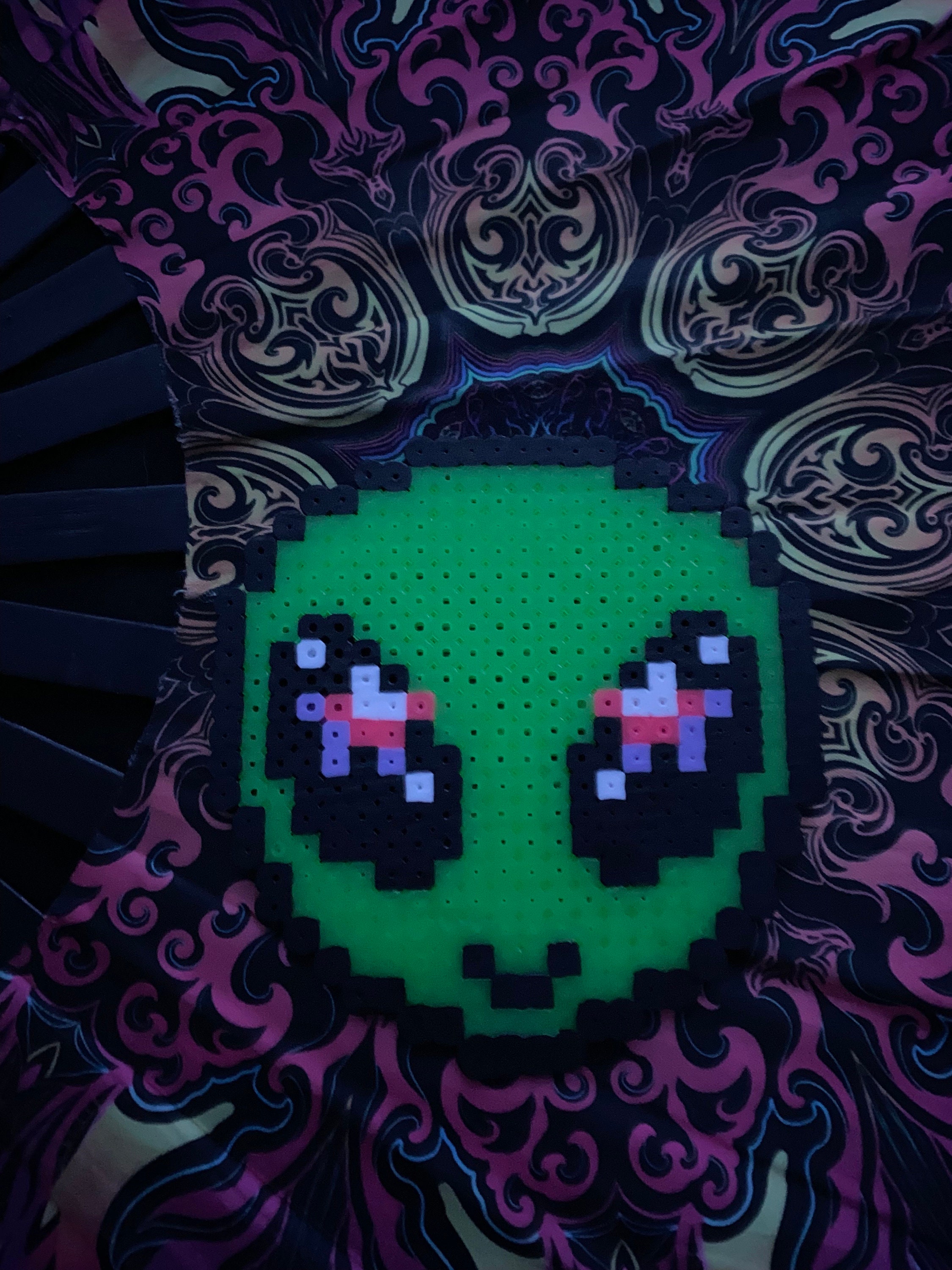 Wide Eyed Alien Perler Rave Perler Rave Accessories Alien Perler ...
