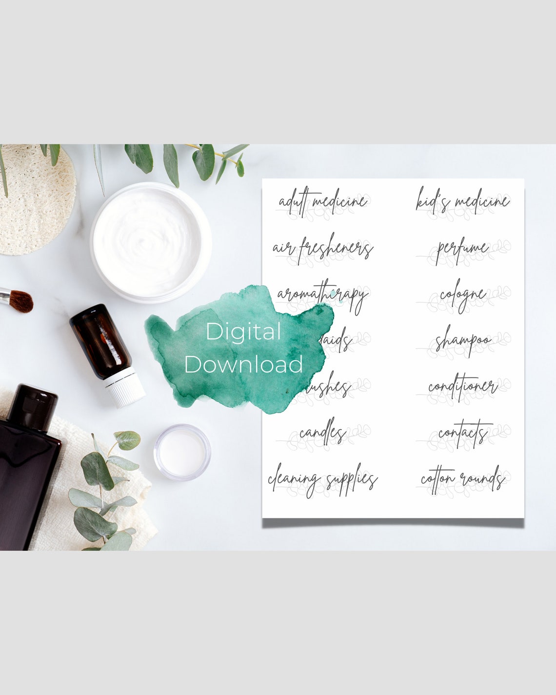 Bathroom Labels | Bathroom Organization | Printable Labels | Printable ...