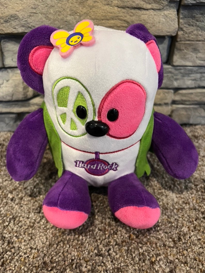 Hard Rock Cafe Roxtars Razzi Plush Panda Peace Hippie Bear - Etsy