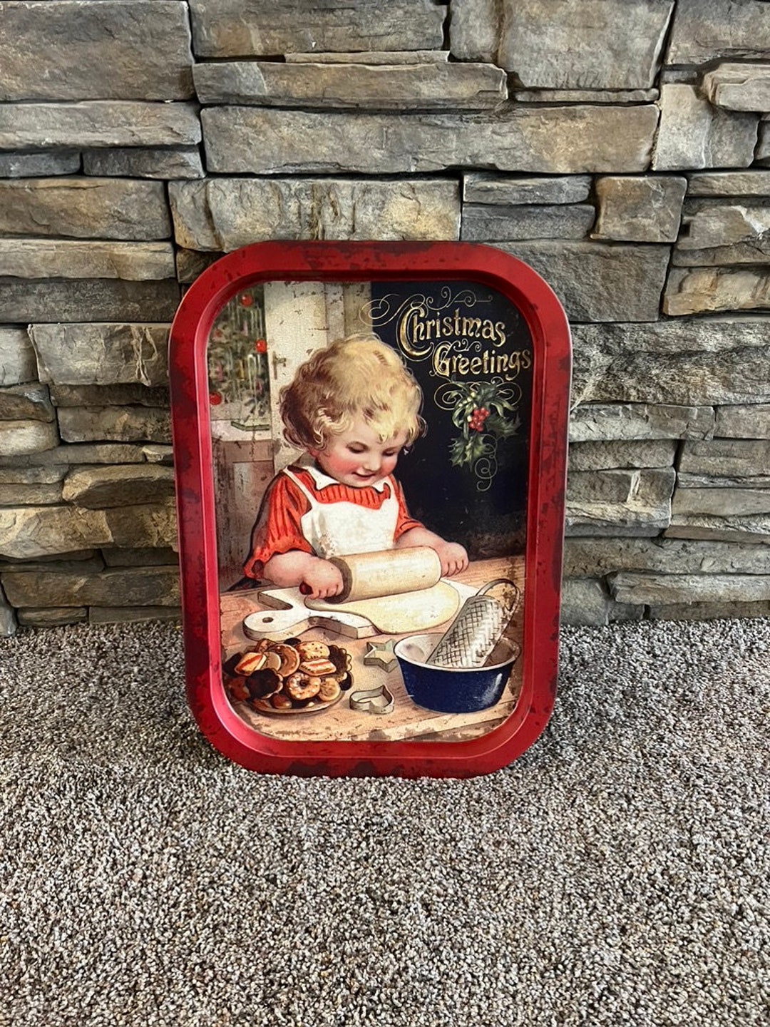 Christmas Greetings Metal Decorative Serving Tray Baking Cookies - Etsy