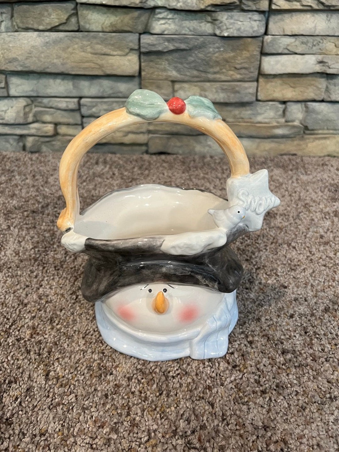 Snowman Basket by Nancye Williams Coyne's and Company 2001 - Etsy