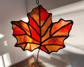 Fall Leaf Stained Glass Suncatcher - Etsy