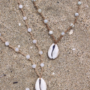 Personalized Cowrie Shell Necklace: Macrame Gemstone Beads, Adjustable ...