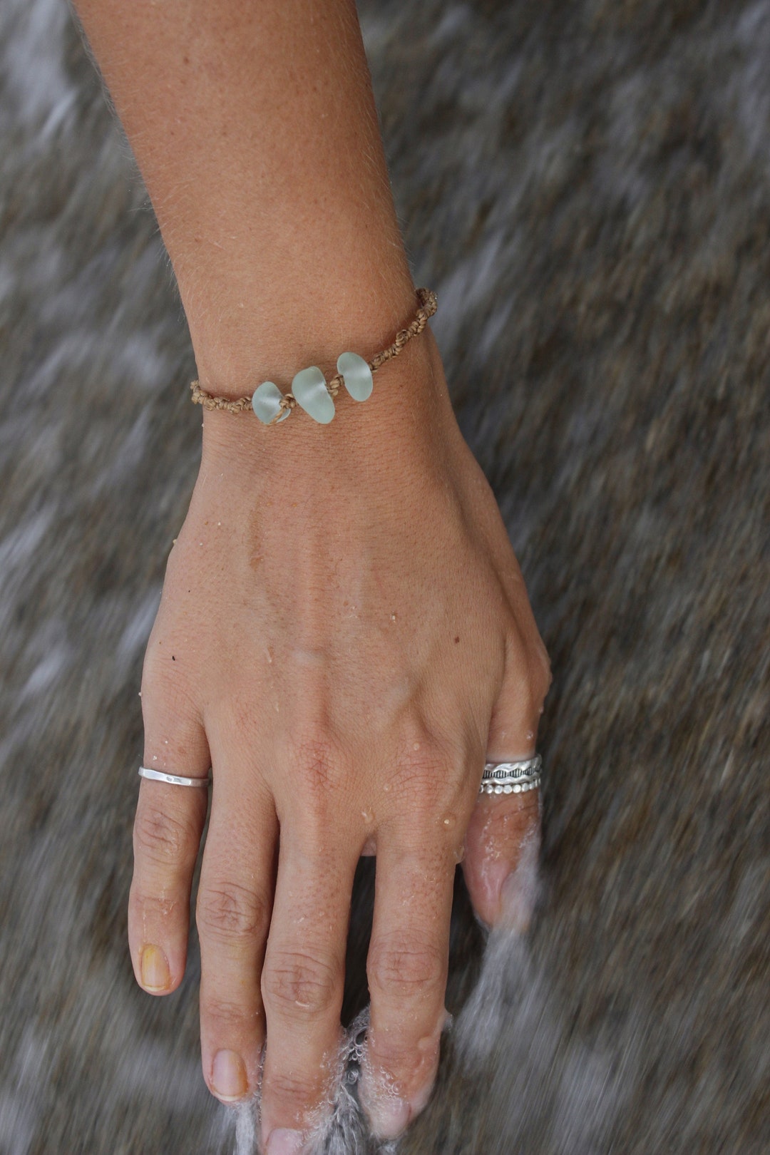 Genuine Sea Glass Macrame Bracelet: Ocean Lover Holiday Gifts // Beachy ...