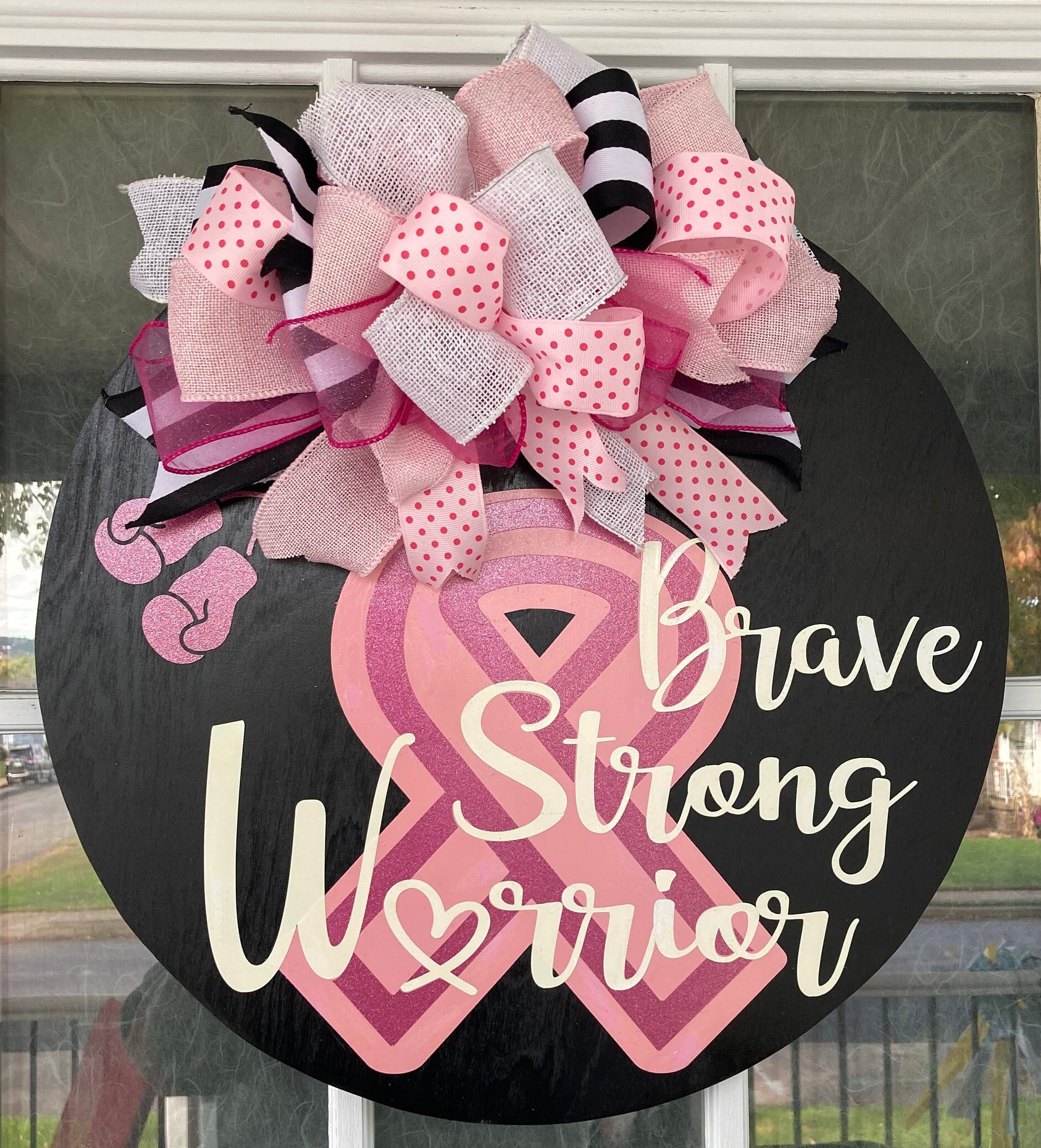 Breast Cancer Front Door Sign Breast Cancer Survivor Front Door Sign ...