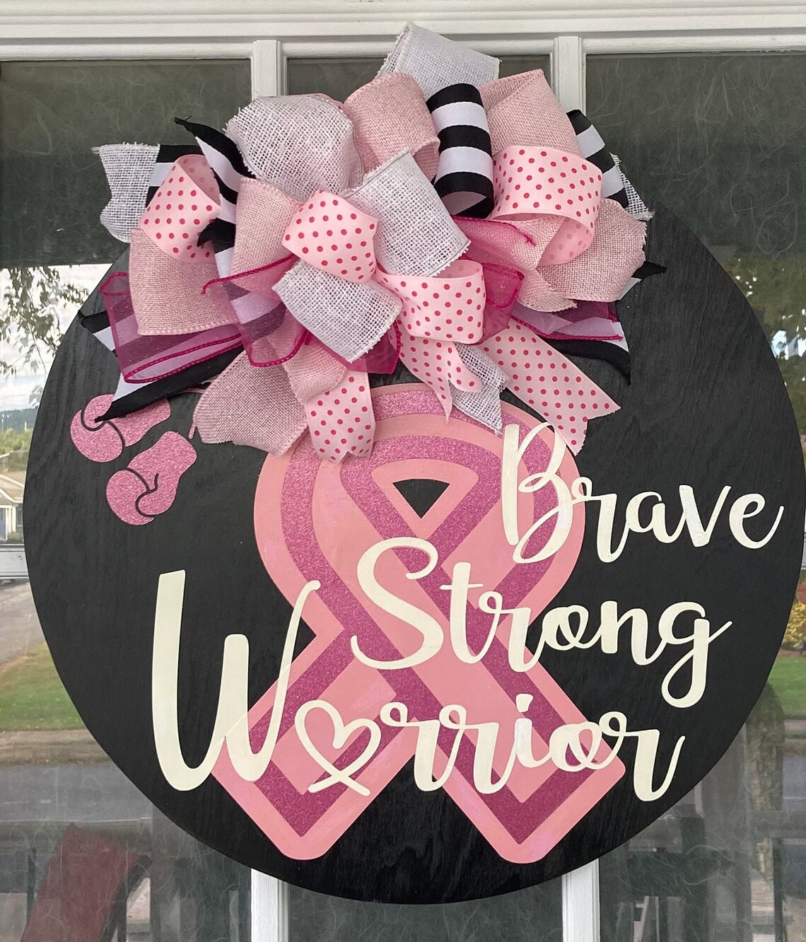 Breast Cancer Front Door Sign Breast Cancer Survivor Front Door Sign ...
