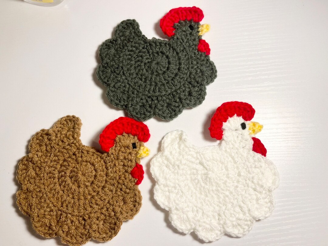 Crochet Chicken Coasters, Set of 3 - Etsy