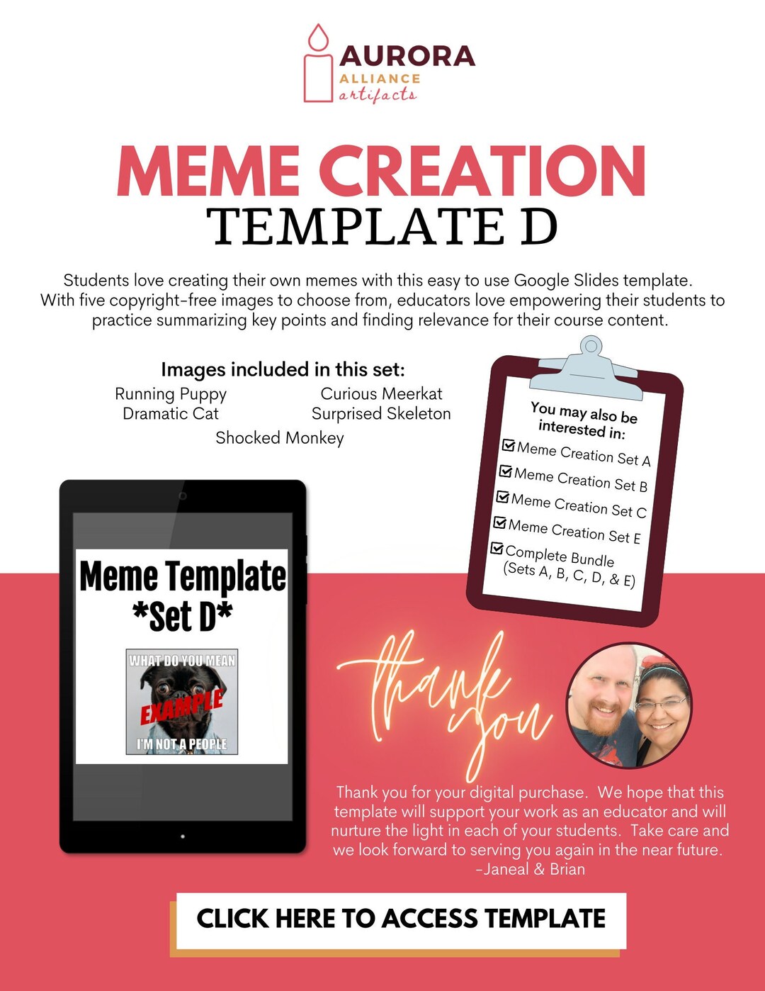 Meme Creation Template D for Educators and Students, Google Slides ...
