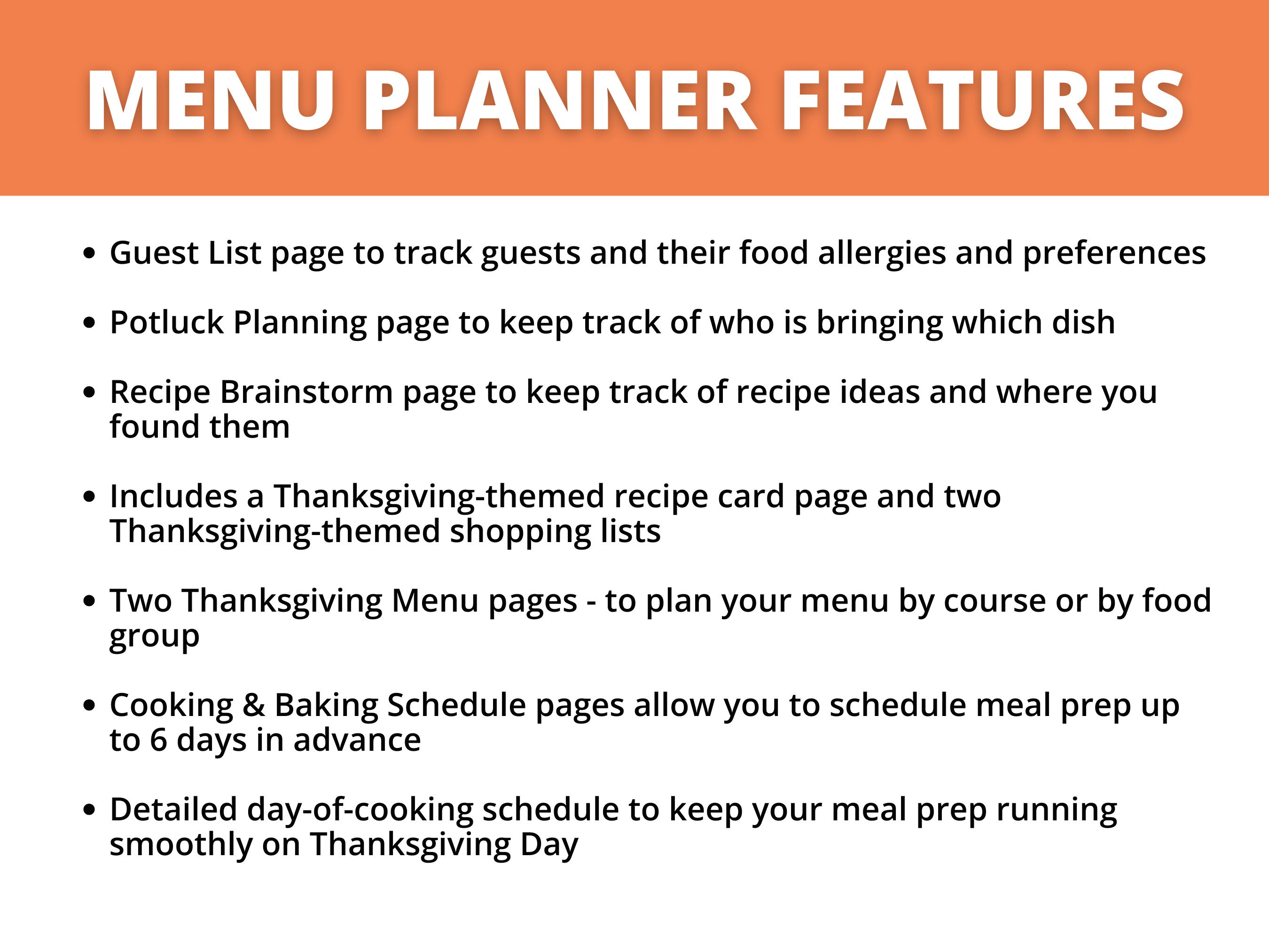 Thanksgiving Menu Planner Printable – Guest List, Potluck Planning ...