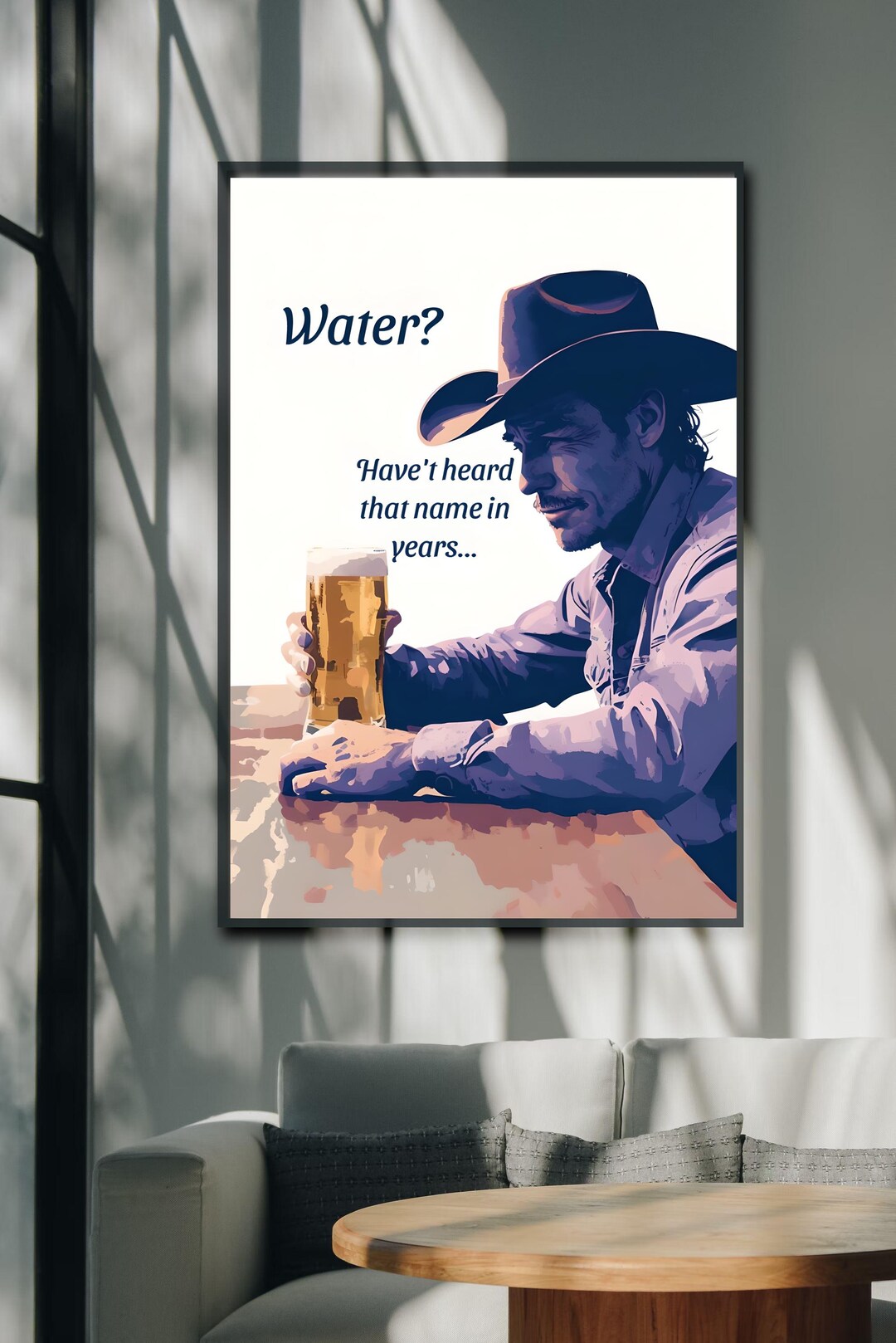 Cowboy Drinking Beer Printable Poster, Digital Download, Western Bar ...