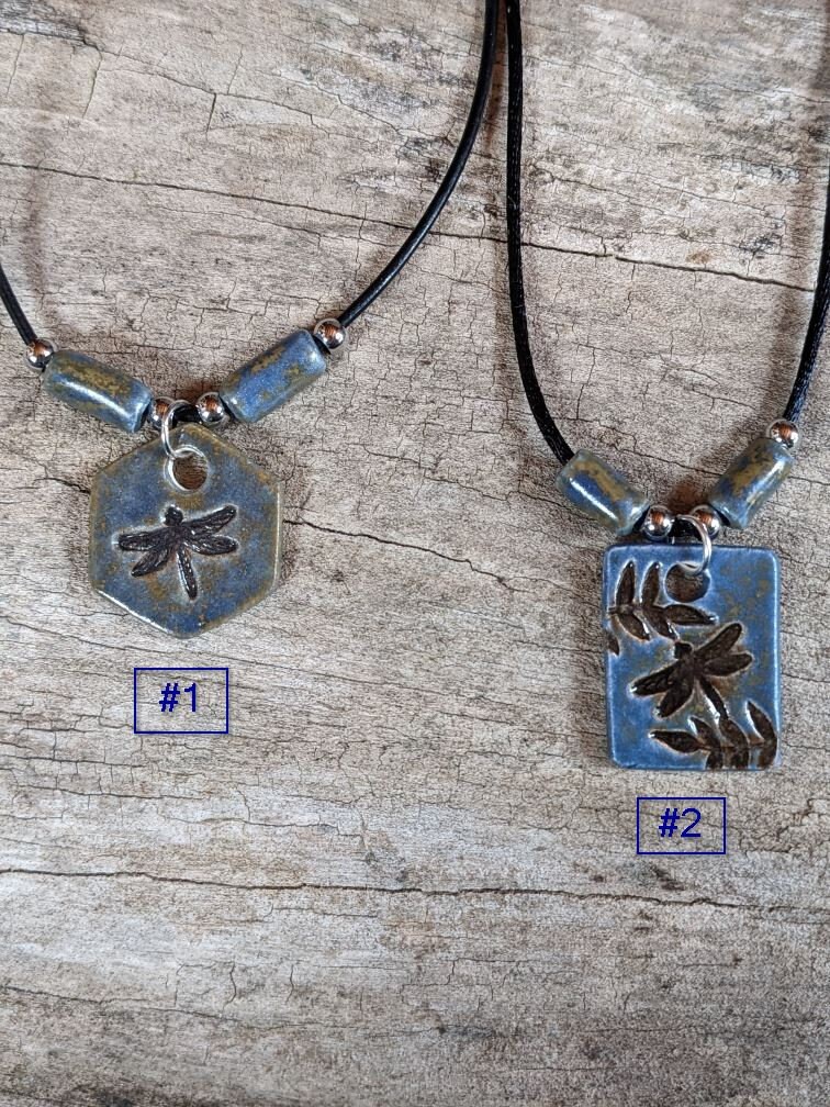 Ceramic Pottery Necklace Pendant Dragonfly Handmade - Etsy