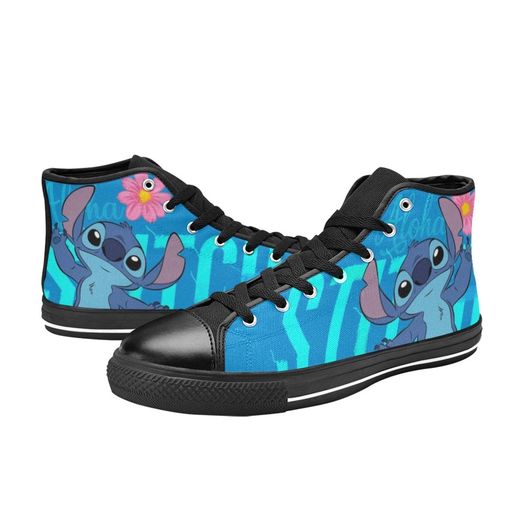 Stitch Inspired High Top Canvas Shoes Custom Both for Men and Women ...