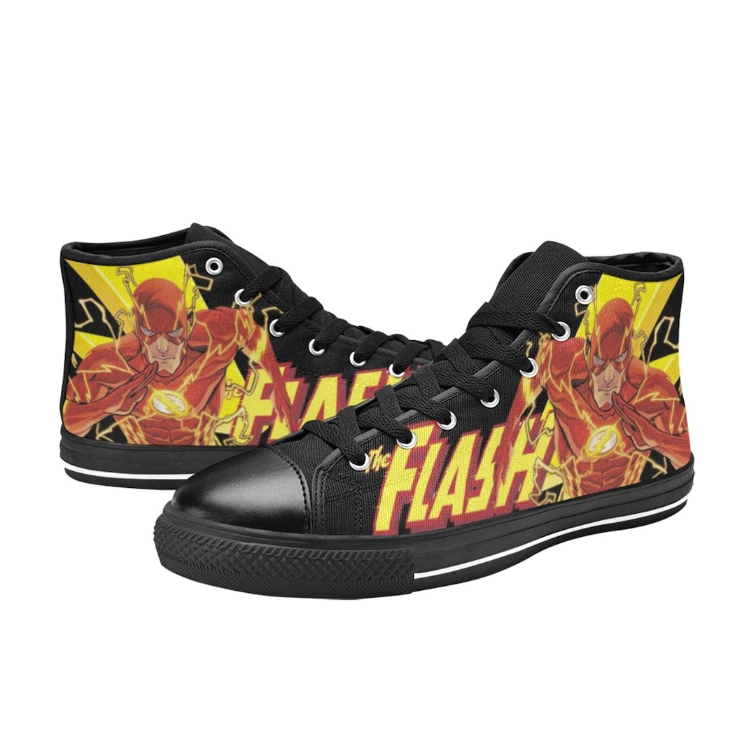 The Flash Inspired High Top Canvas Shoes Custom Both for Men and Women ...