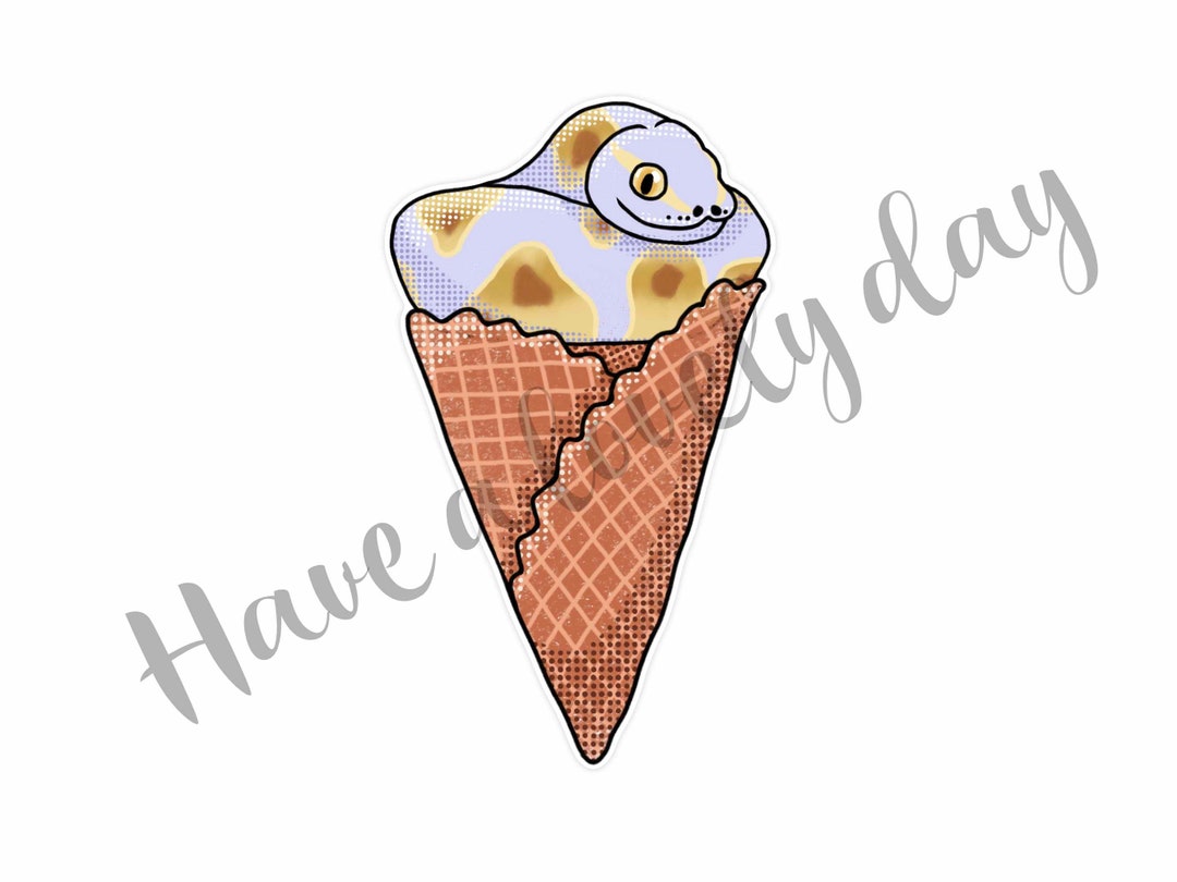 Snake Cream Cone Sticker, Ball Python Ice Cream Cone, Cute Snake ...