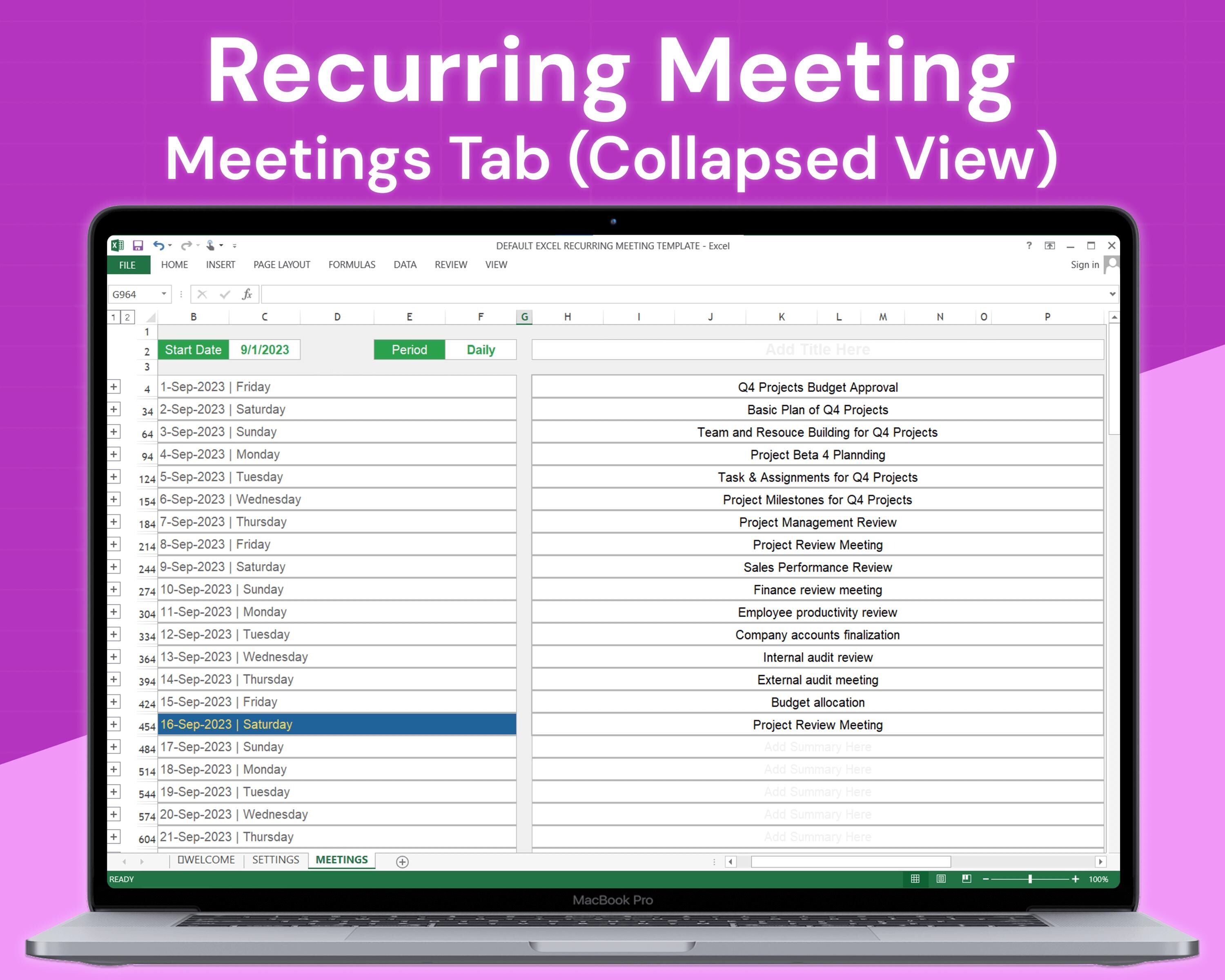 Recurring Meeting Template for Excel | HR Meetings Manager - Etsy