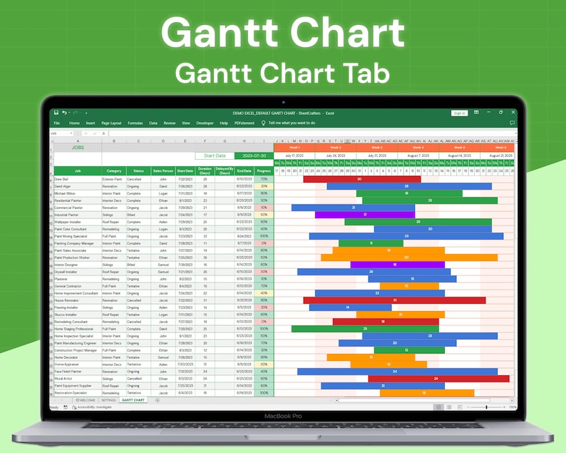 Gantt Chart | Task Scheduler | Excel Template - Etsy