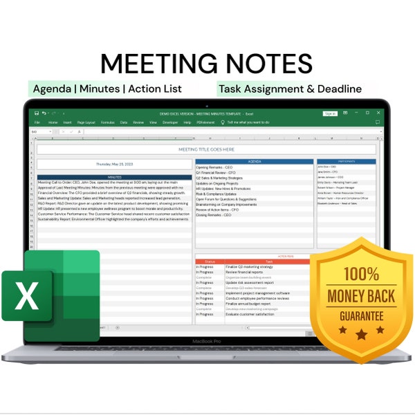 Notes Template Excel - Etsy