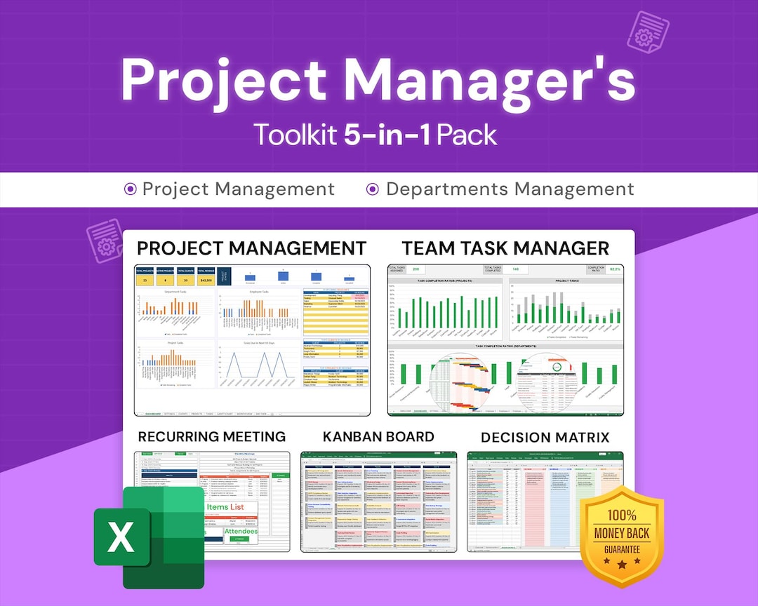 Projects Manager's Toolkit 5in1 Pack | 5 Excel Templates | 360 Project ...