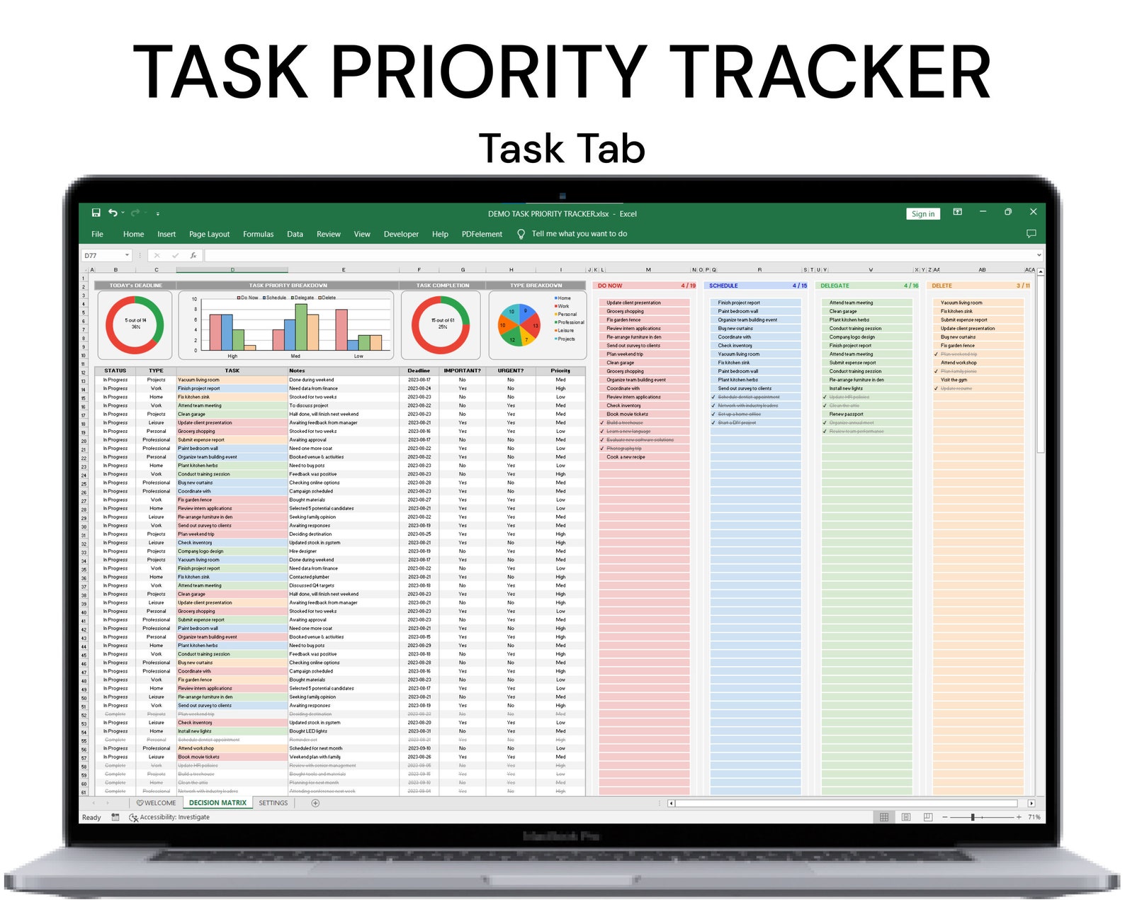 Task Priority Tracker: Eisenhower Matrix Excel Template - Etsy Task Priority Tracker: Eisenhower Matrix Excel Template - Etsy