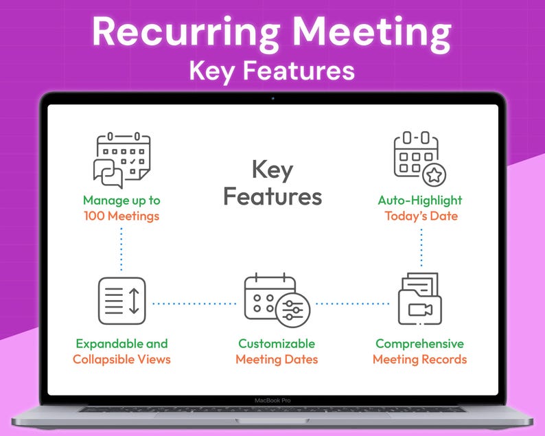 Recurring Meeting Template | Minutes, Agenda & Action Itemlist Tracker ...