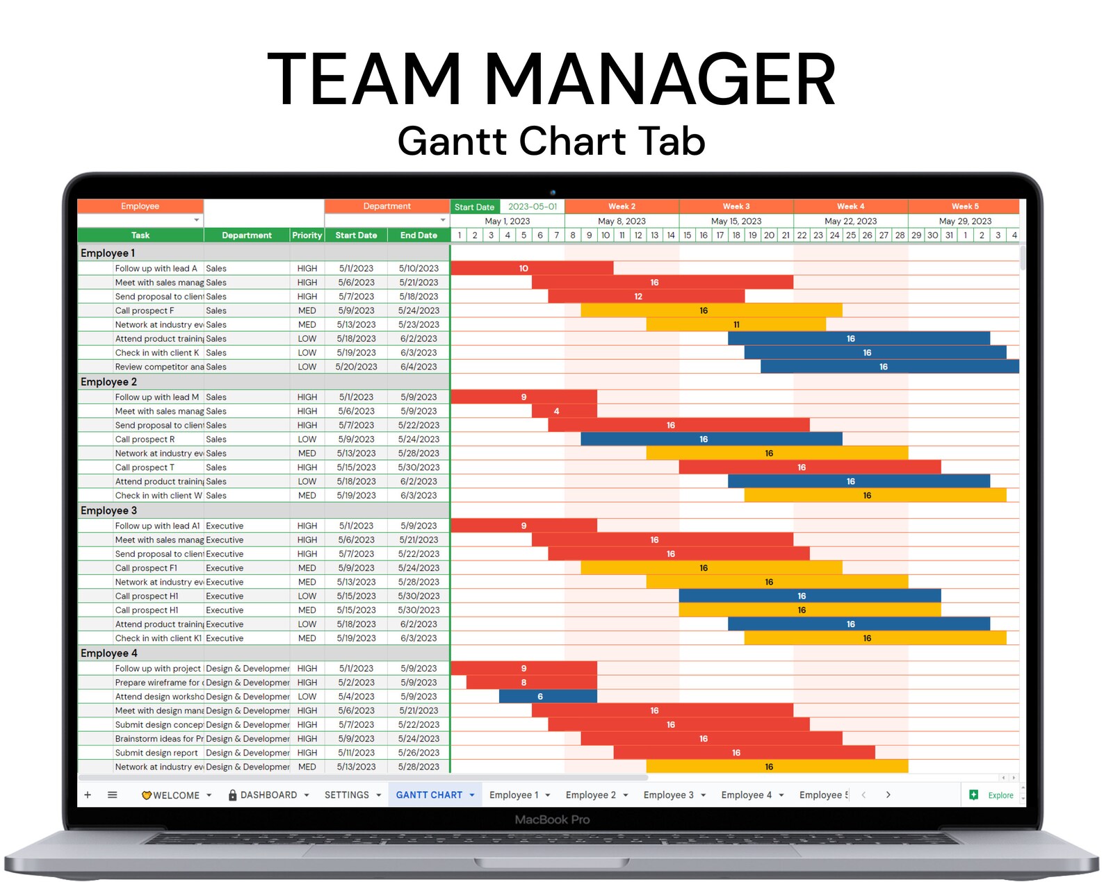 Team Manager's 4in1 Pack: Comprehensive Workflow Suite | Google Sheet ...