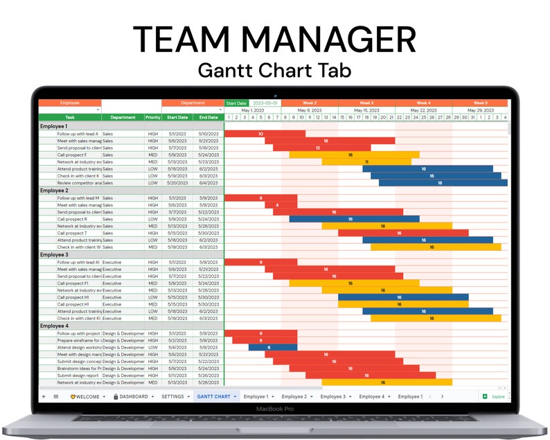 Team Manager's 4in1 Pack: Comprehensive Workflow Suite | Google Sheet ...