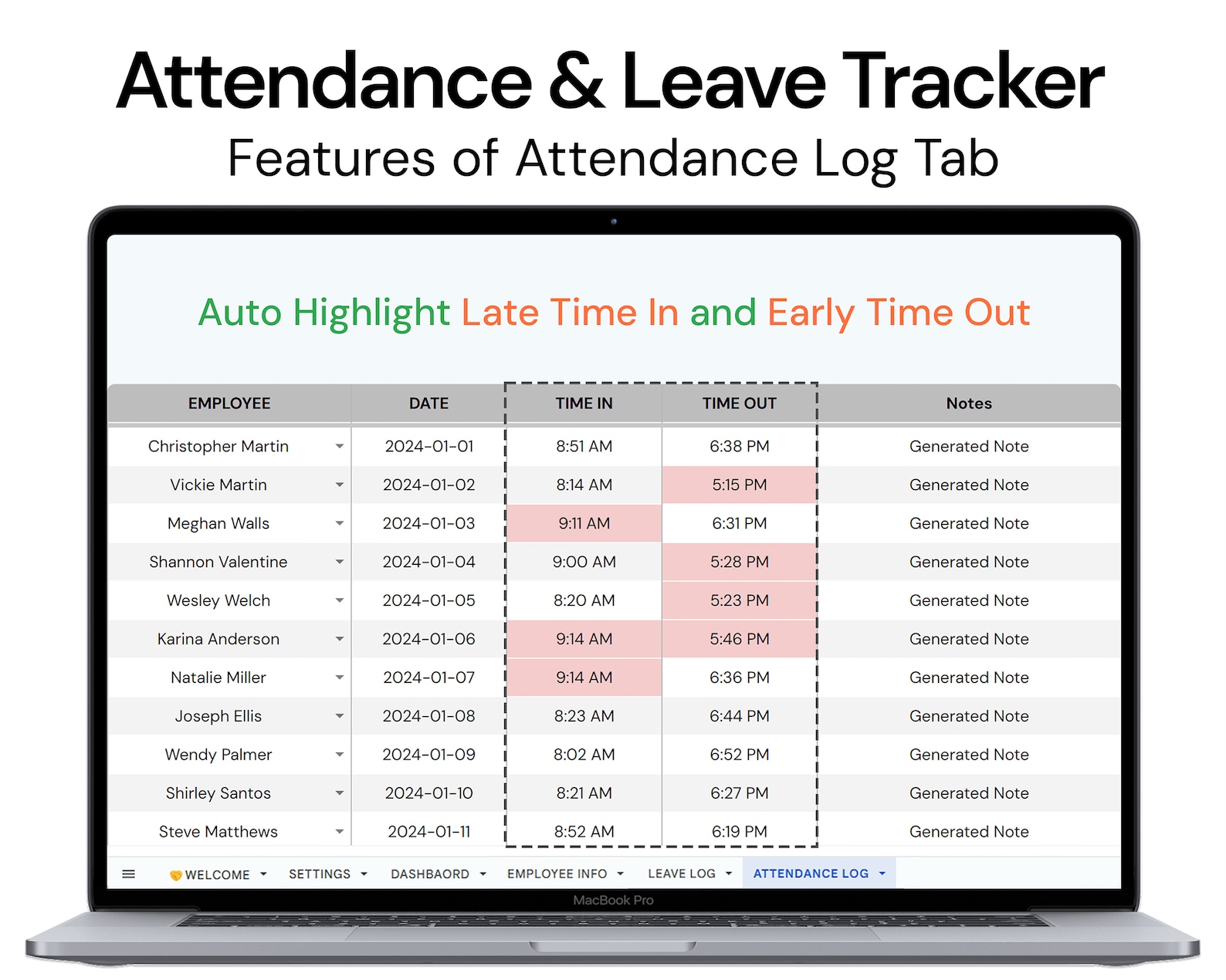 Employee Leave and Attendance Tracker | HR Dashboard | Google Sheets ...