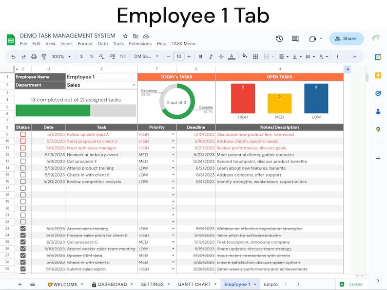 Task Manager: Employee To-do Tracking Google Sheets Template - Etsy Canada