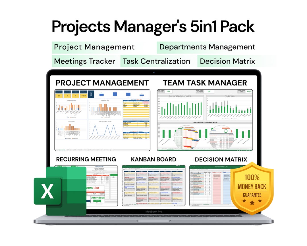 Projects Manager's Toolkit 5in1 Pack Google Sheet - Etsy Canada