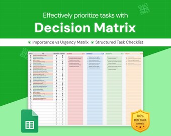 Decision Matrix Spreadsheet, Task Priority Tracker Google Sheets, Task ...
