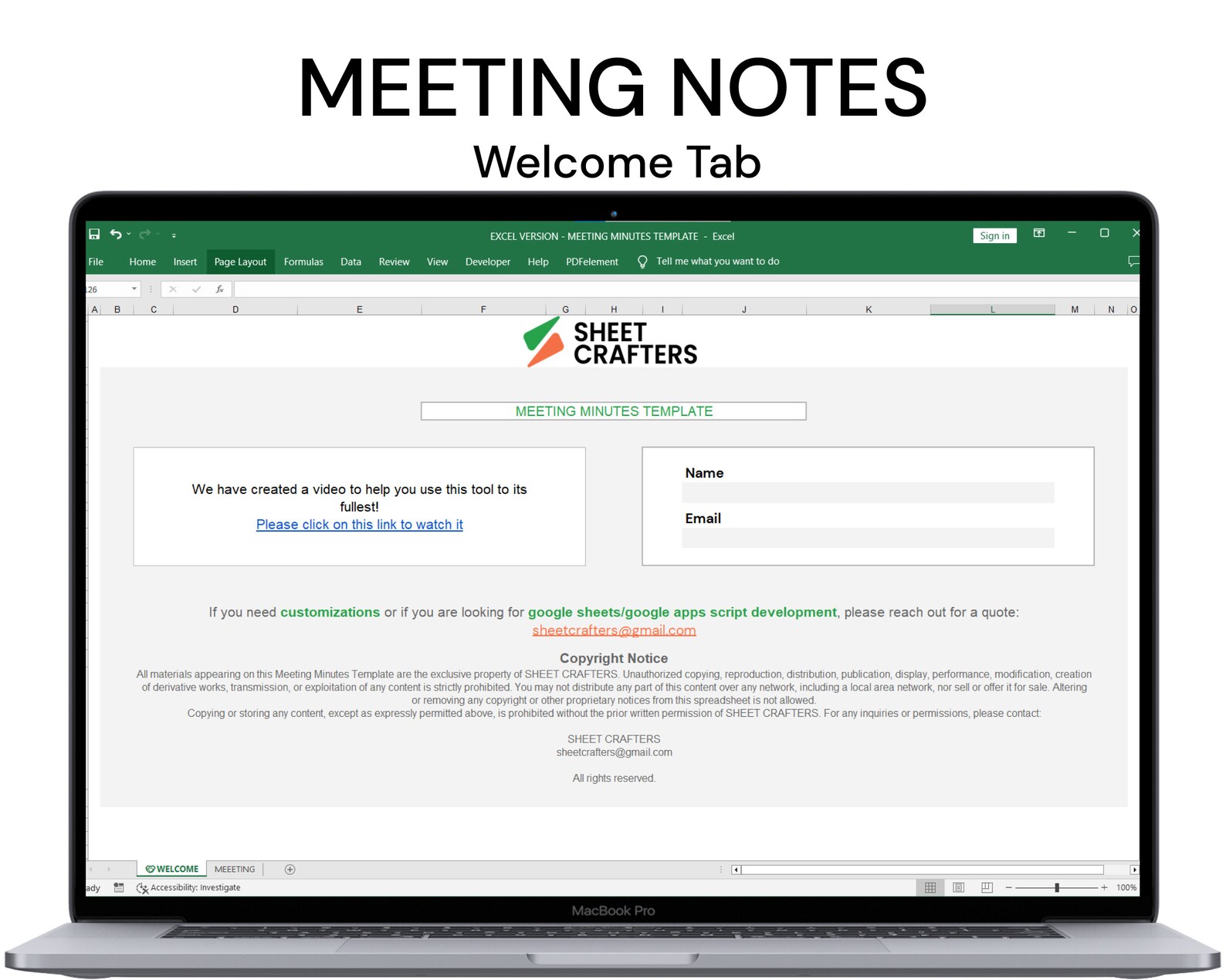 Meeting Notes Excel Template Agenda Minutes Action List - Etsy