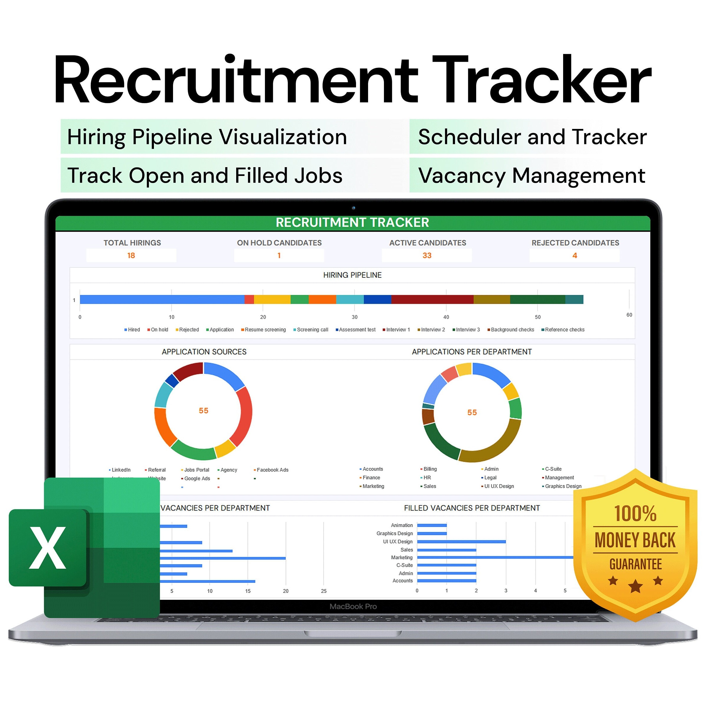 Recruitment Tracker Excel Template - Etsy