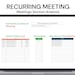 Recurring Meeting Template | Agenda | Minutes | Action List | Excel ...