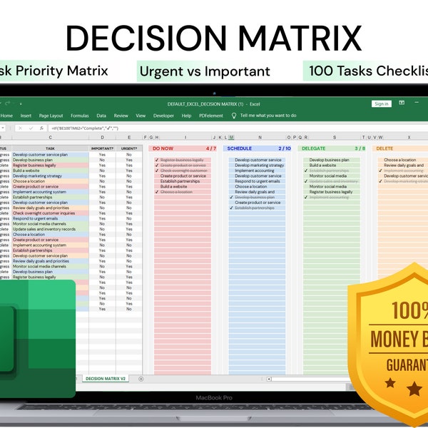 Excel Task Tracker - Etsy