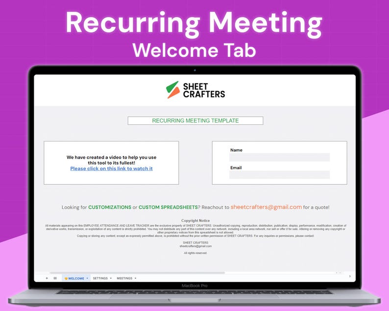 Recurring Meeting Template | Minutes, Agenda & Action Itemlist Tracker ...