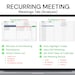 Recurring Meeting Template | Agenda | Minutes | Action List | Google ...