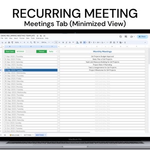 Recurring Meeting Template | Agenda | Minutes | Action List | Google ...