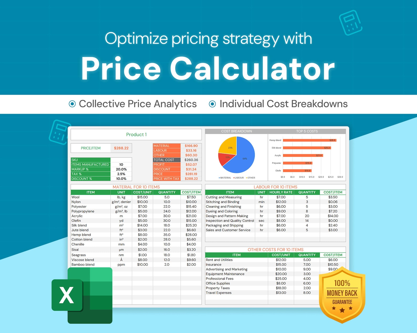 Price Tracker Cost Calculator Excel Template - Etsy