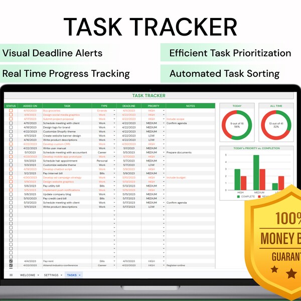 Google Sheet Task List Template - Etsy