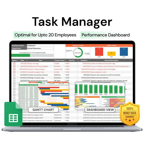 Gantt Chart Task Scheduler Excel Template - Etsy Canada