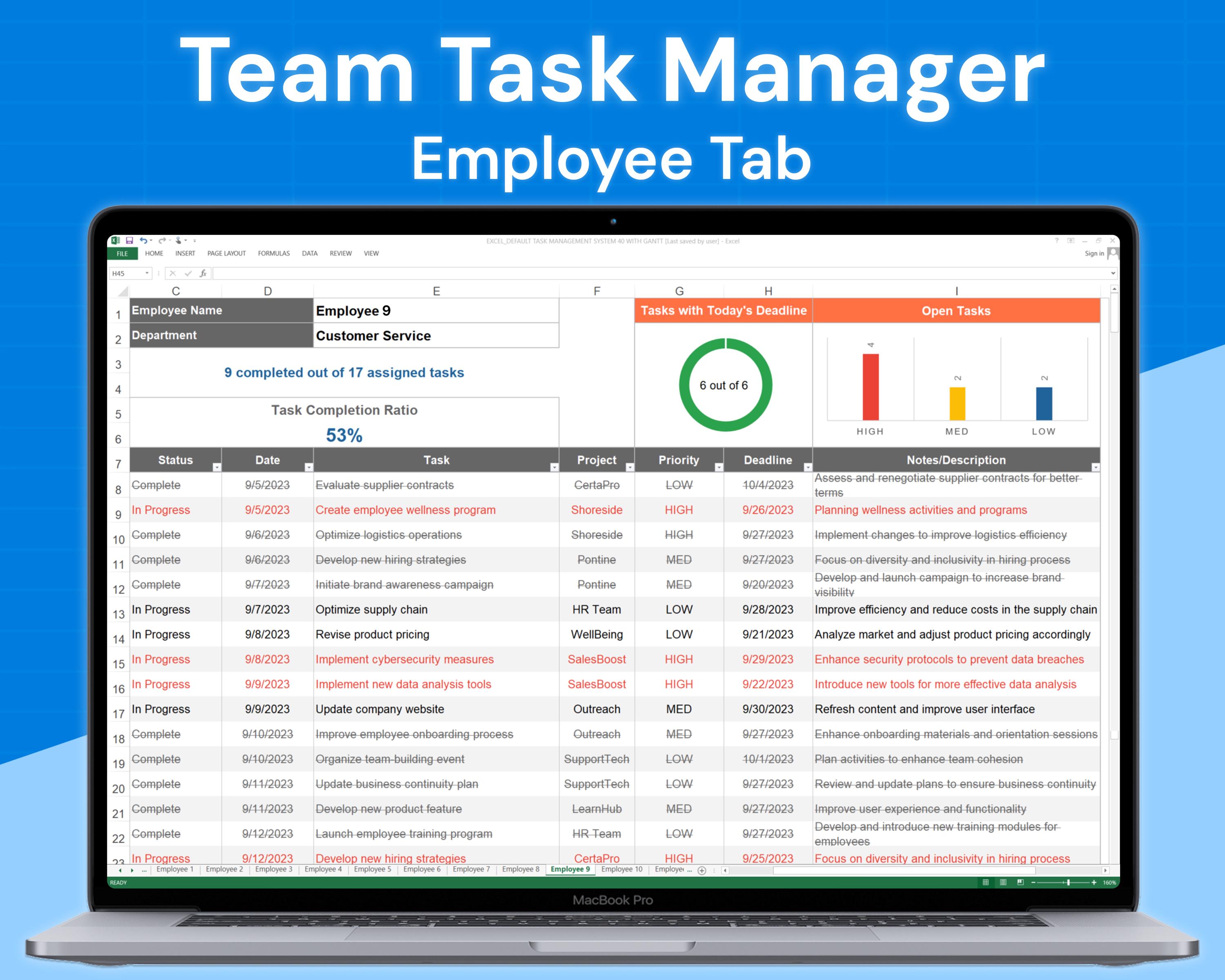 Team Task Manager: Multi-teams Management | Excel Template - Etsy