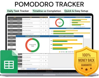 Pomodoro Tracker Printable and Digital Planner, Time Management ...