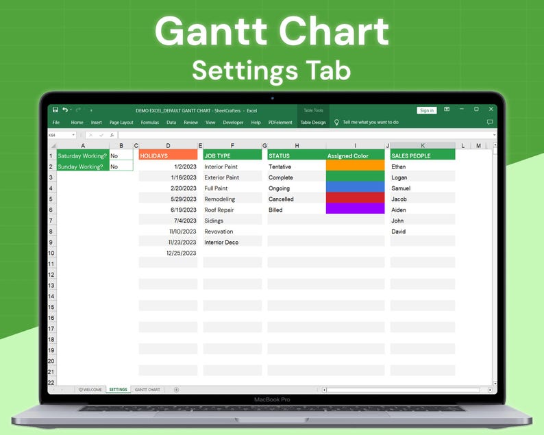 Gantt Chart | Task Scheduler | Excel Template - Etsy